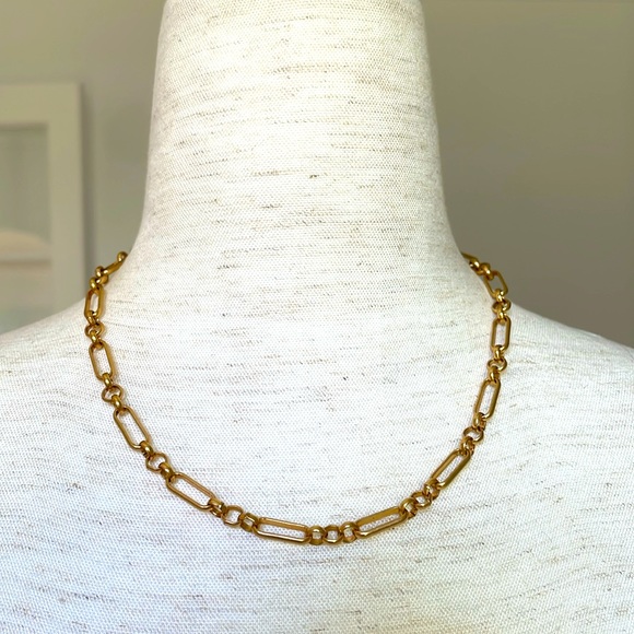 Zara | Jewelry | Zara Brushed Gold Paperclip Link Chain Necklace | Poshmark